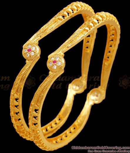 Two Gram Gold Bangles, Plain Bangles and Enamel Meenakari Bangle ...