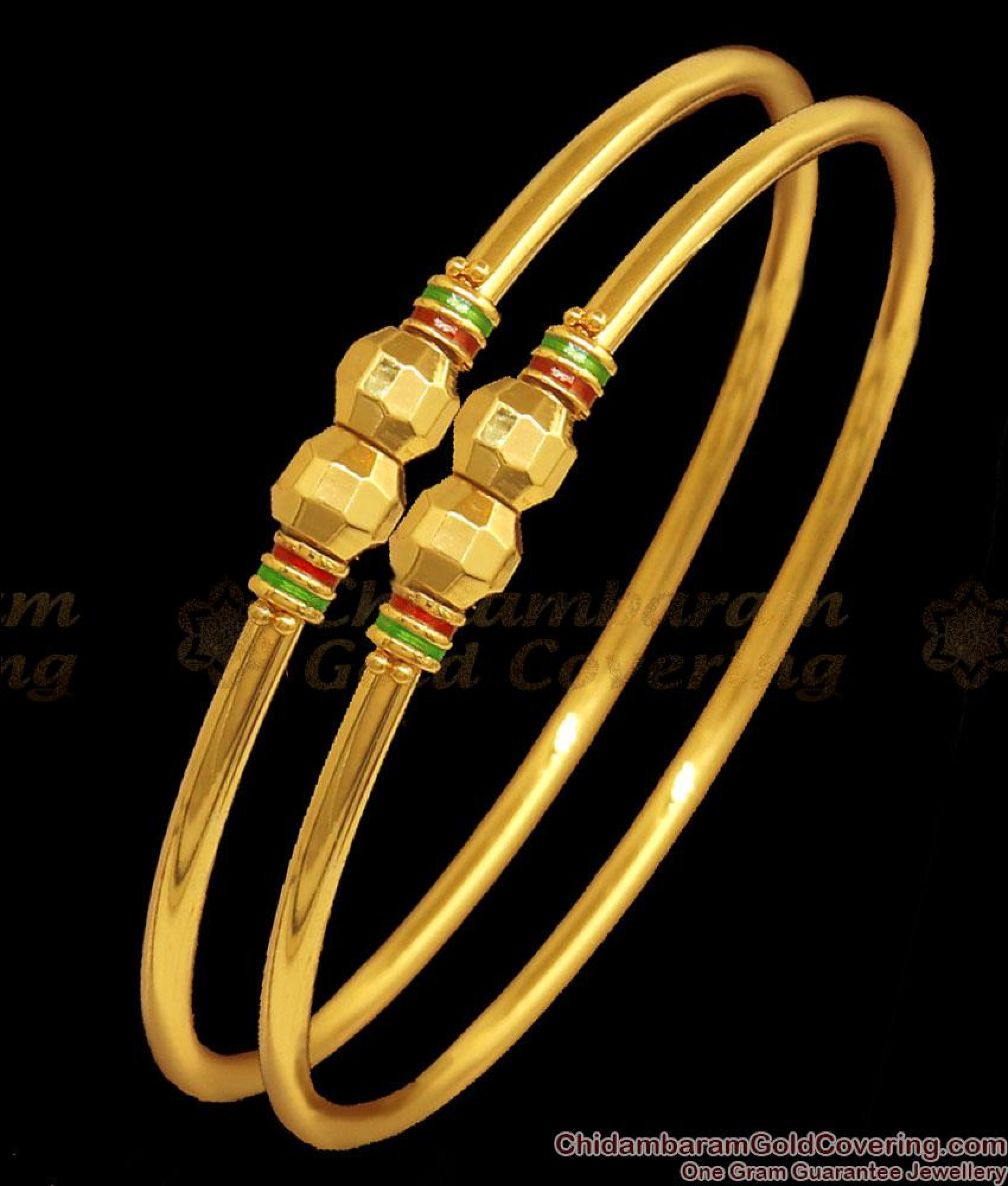 BR2297-2.4 Size Latest Collections Daily Wear Gold Bangles Enamel Patterns