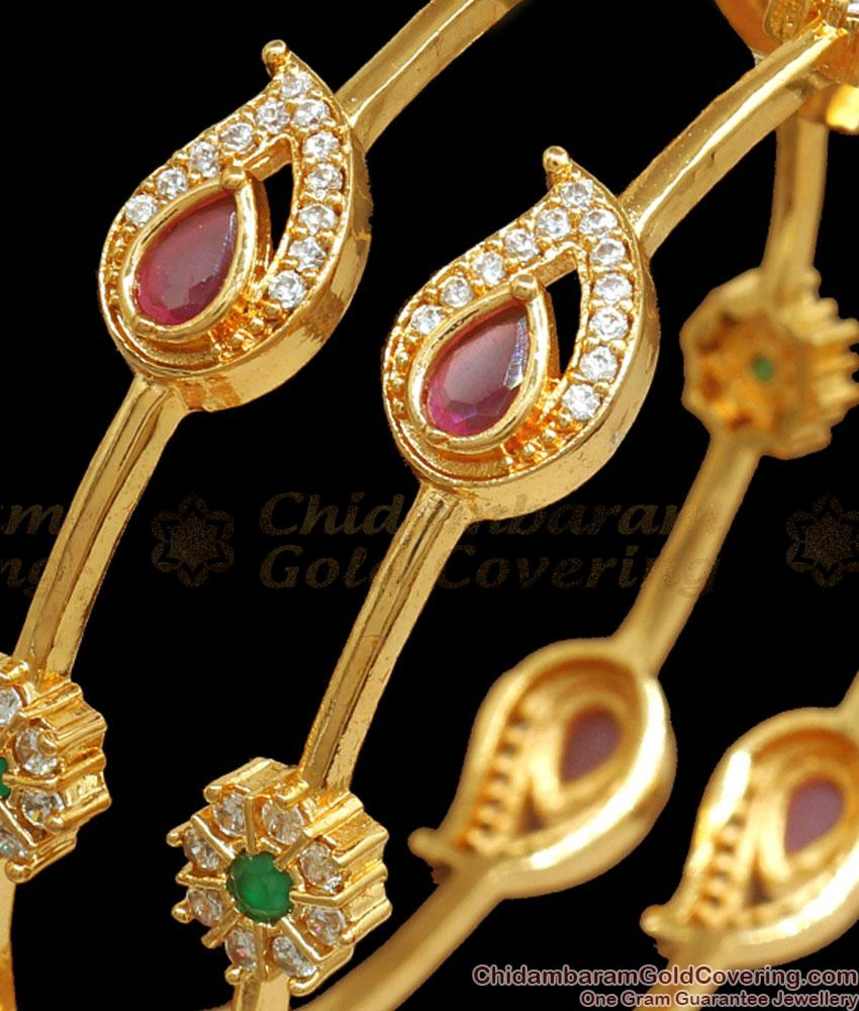 BR2324-2.4 Buy Latest 1 Gram Gold Stone Bangles For Women