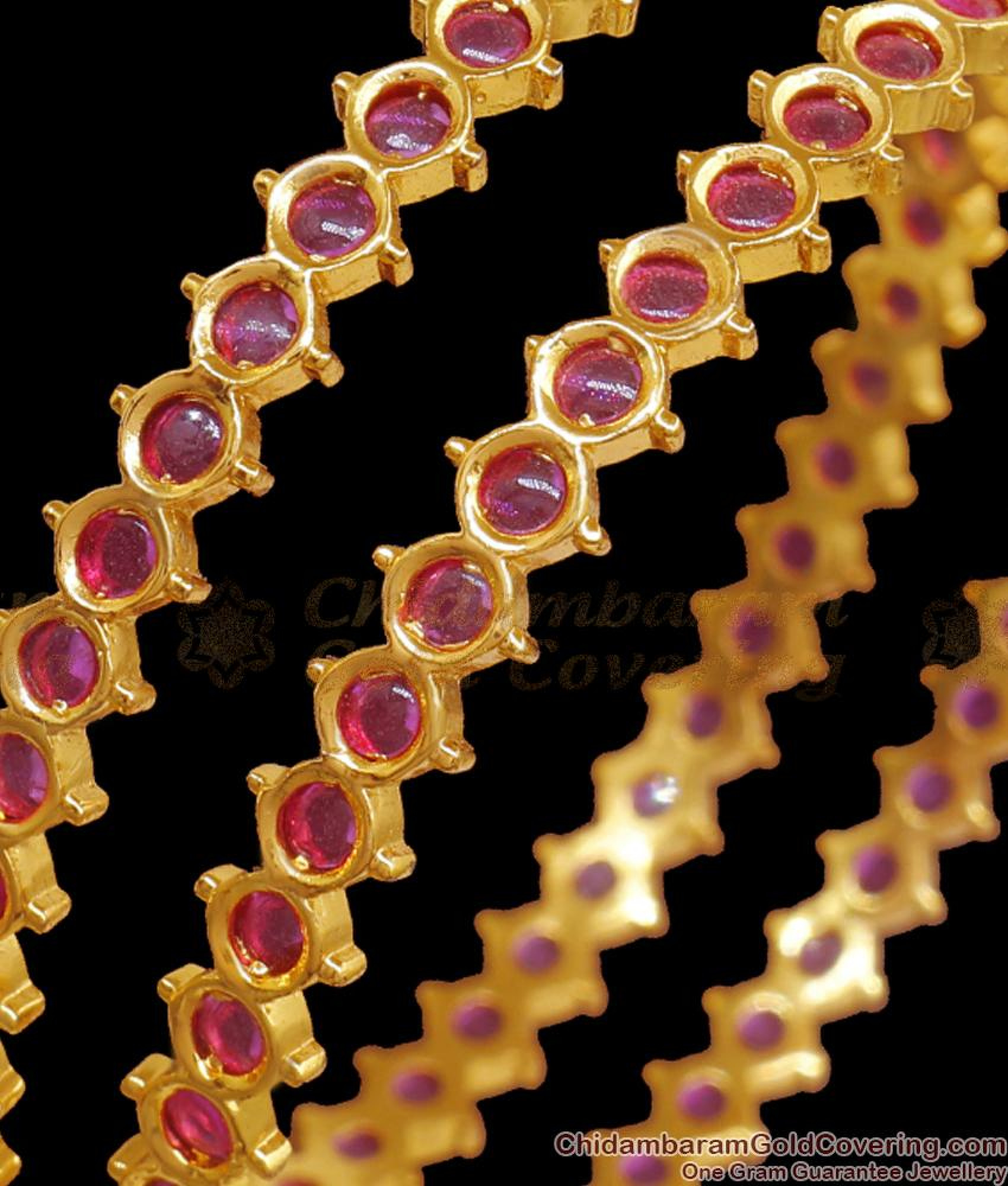 BR2333-2.8 Latest Gold Ruby Bangles Bridal Jewellery Designs