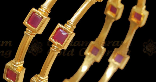 BR2337-2.10 Stylish Gold Ruby Bangles Bridal Designs