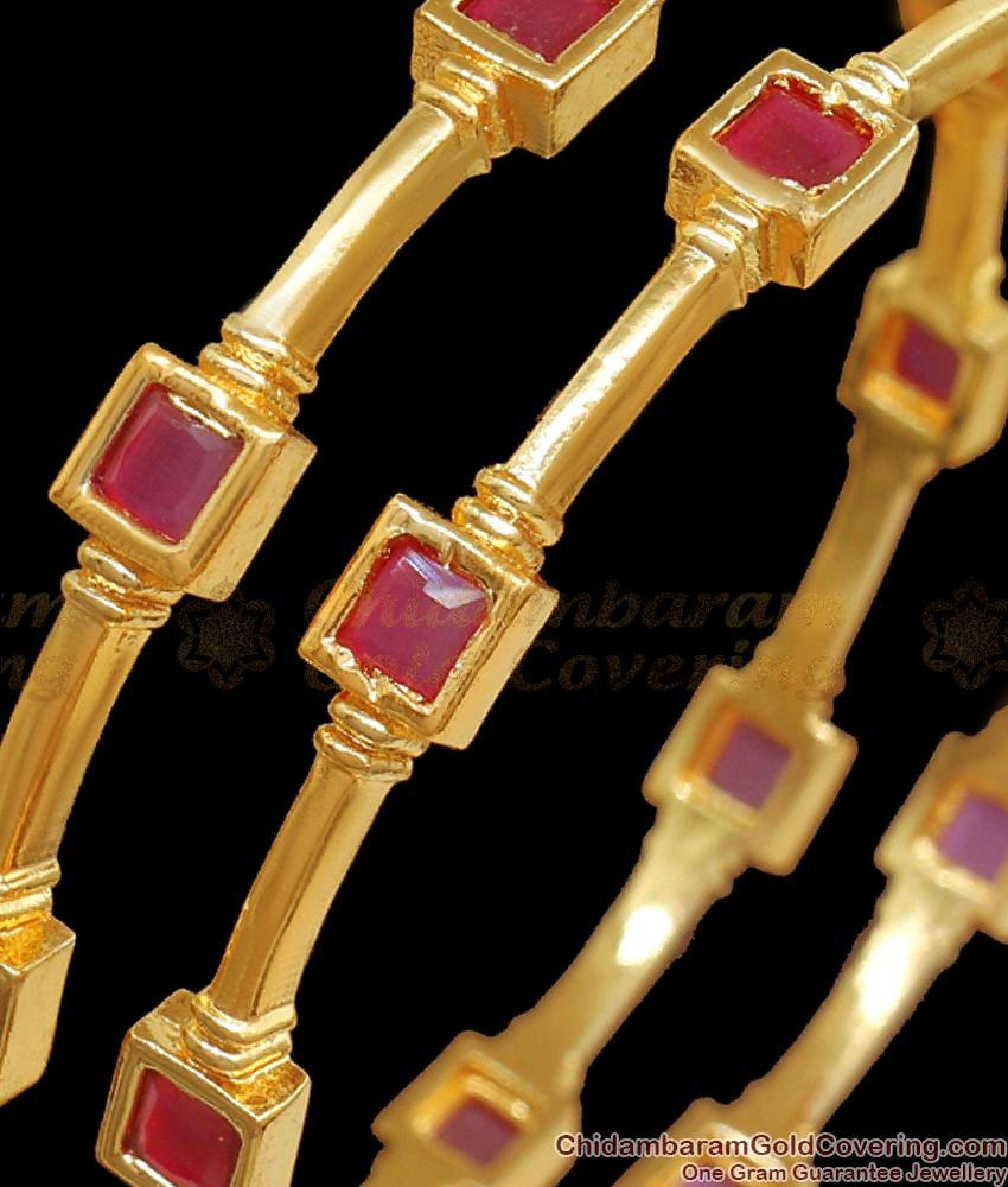 BR2337-2.10 Stylish Gold Ruby Bangles Bridal Designs