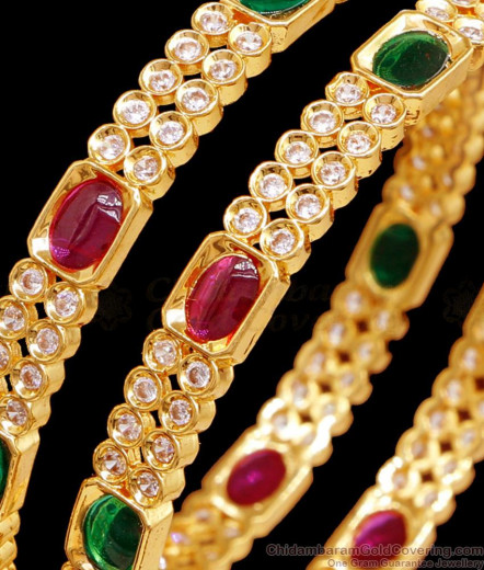 One Gram Gold Stone Bangles | Chidambaram Gold Covering Stone Bangles ...