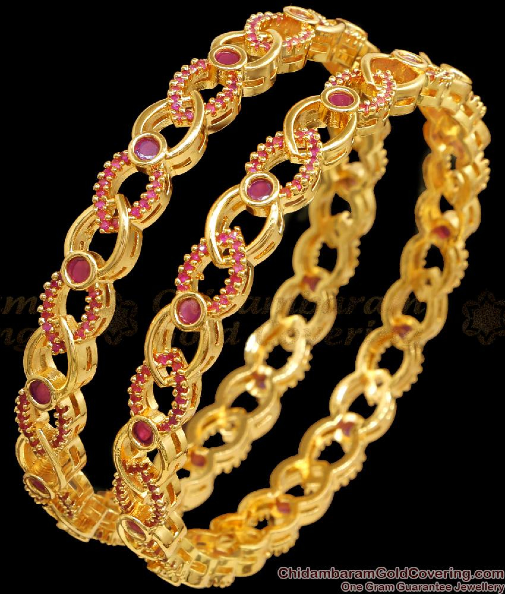 BR2456-2.4 Size New Arrival Ruby Stone Gold Bangles Shop Online