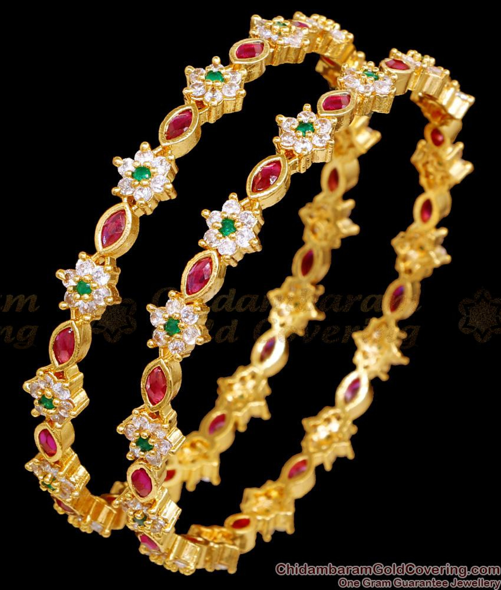 Br2520 2 4 Size Kemp Stone Gold Plated Bangle Design For Wedding