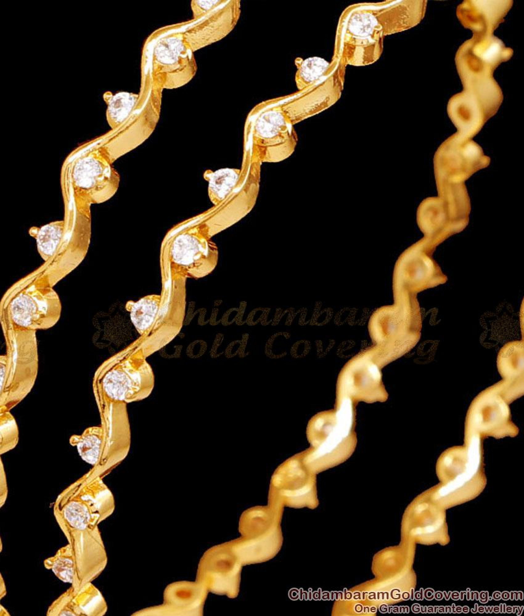 BR2527-2.8 Size Set Of 2 Daily Wear Stone Bangle 1 Gram Gold Jewelry