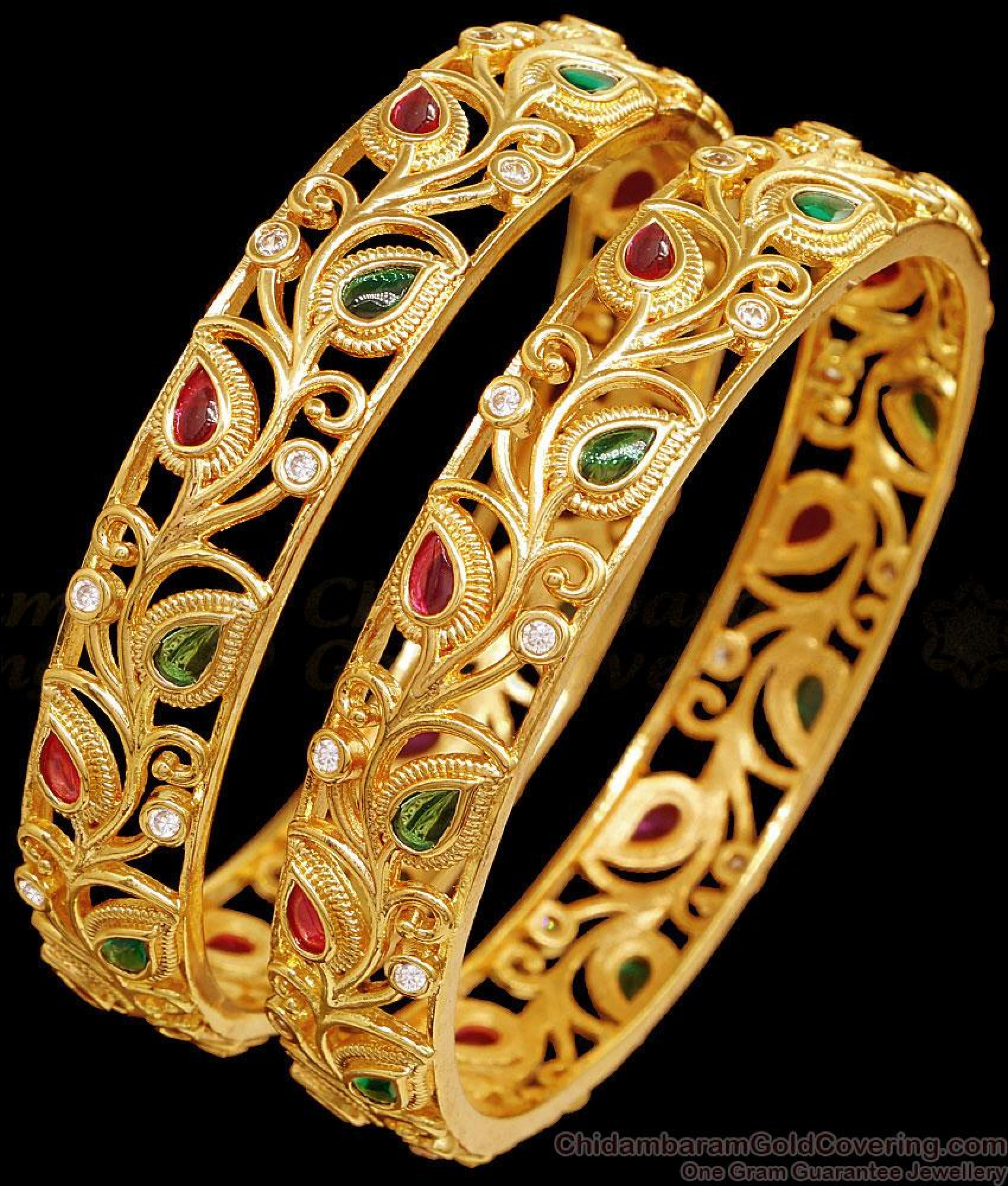 BR2545-2.4 Size 24 Carat Gold Tone Bangle Kemp Stone Bridal Jewelry