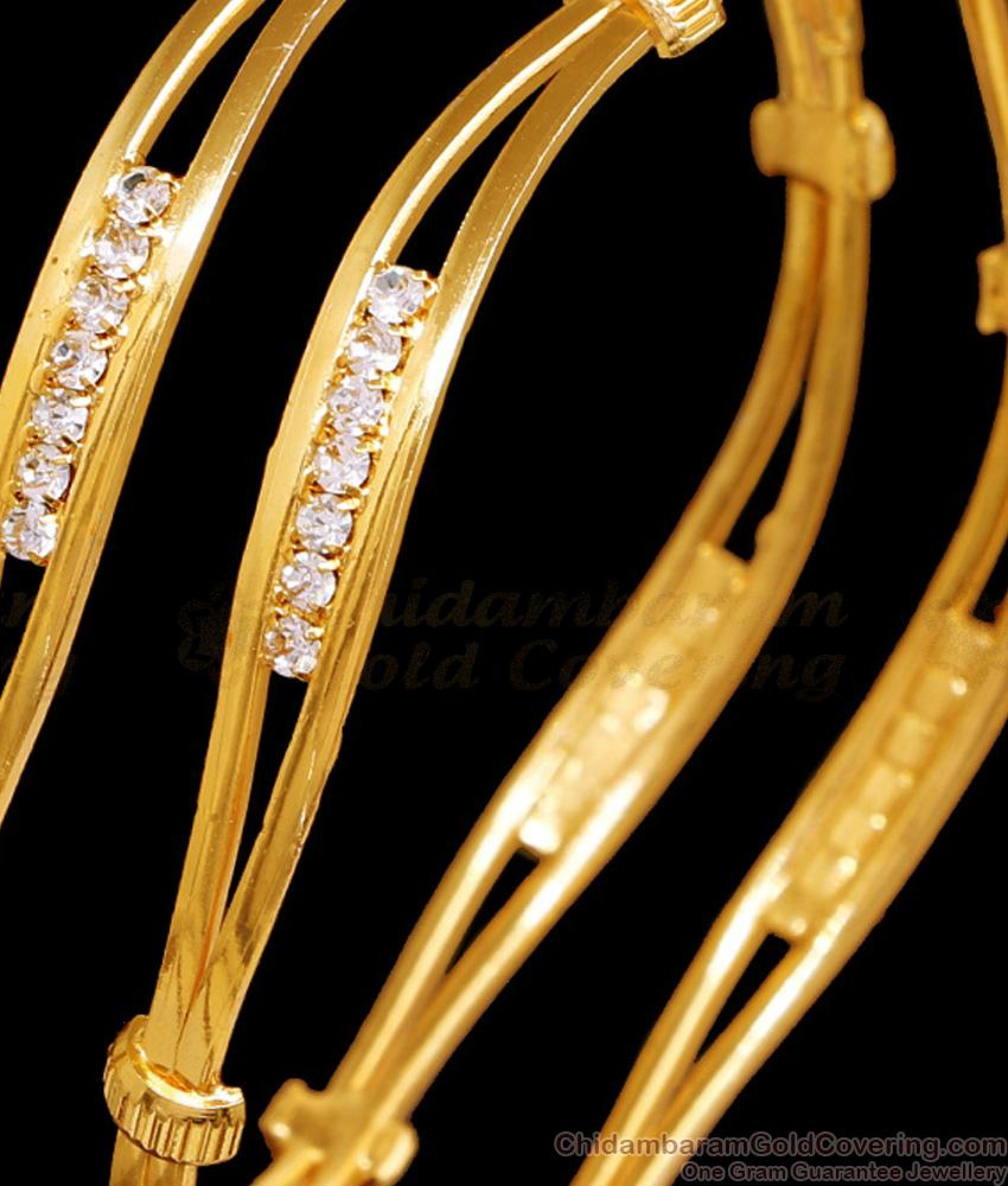 BR2548-2.10 Set Of Two Beautiful Gold Imitation Bangle 2 Line Zig Zag Design