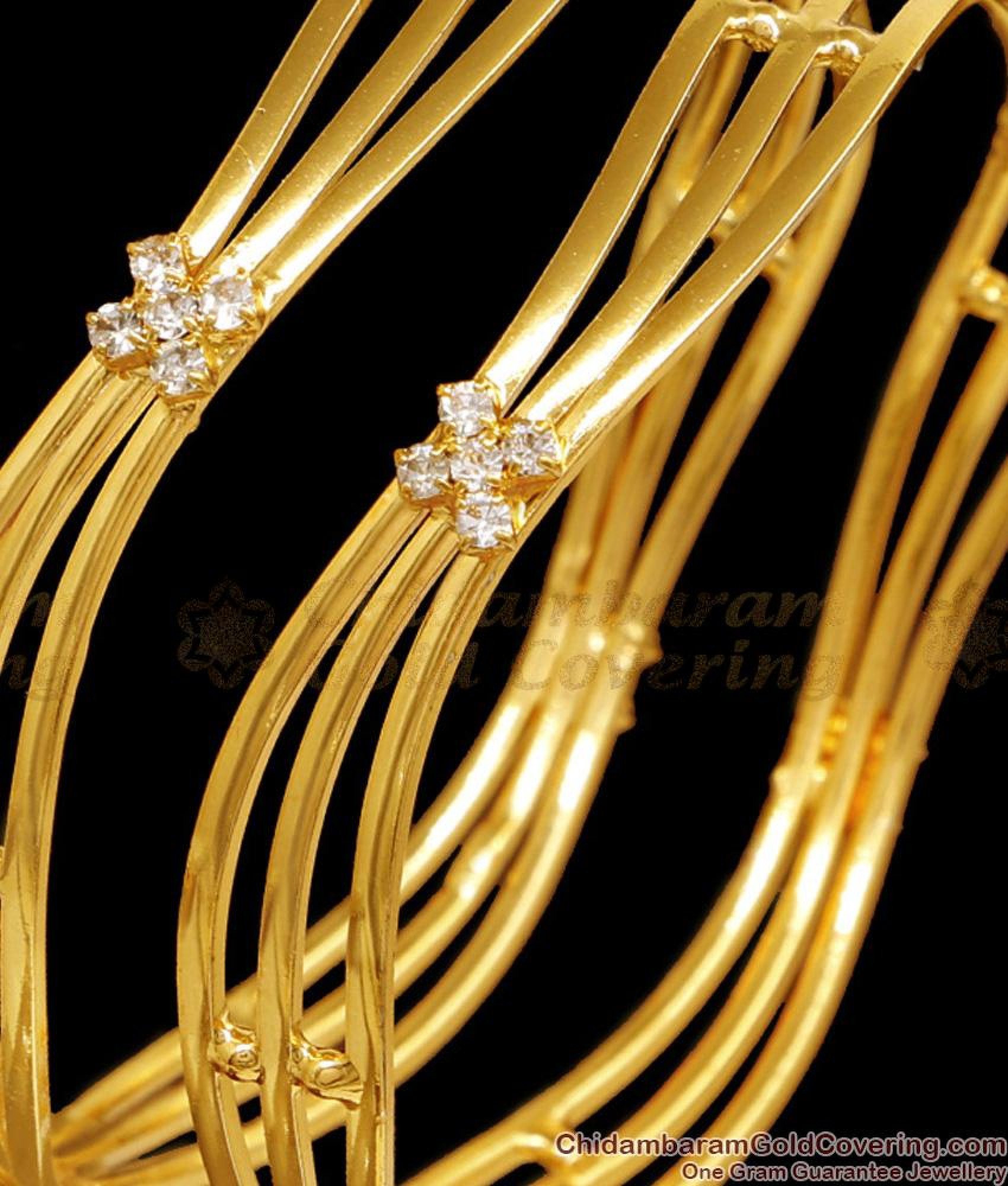 BR2557-2.4 Set Of Two Gold Plated Fancy Bangle Zig Zag Design