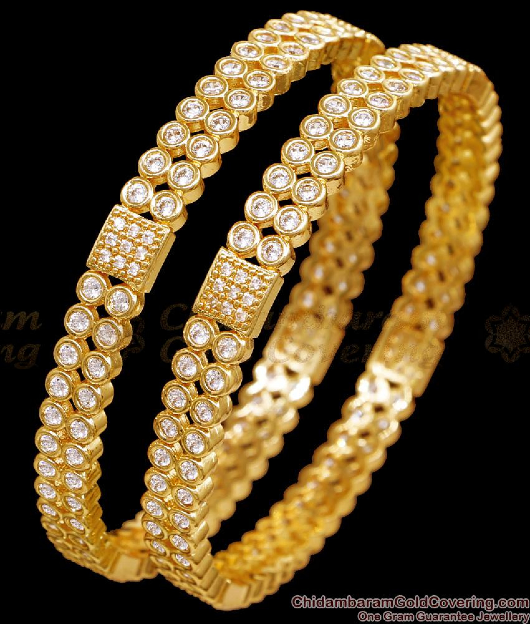 BR2589-2.8 Beautiful Full White Stone Gold Imitation Bangle Wedding Jewelry