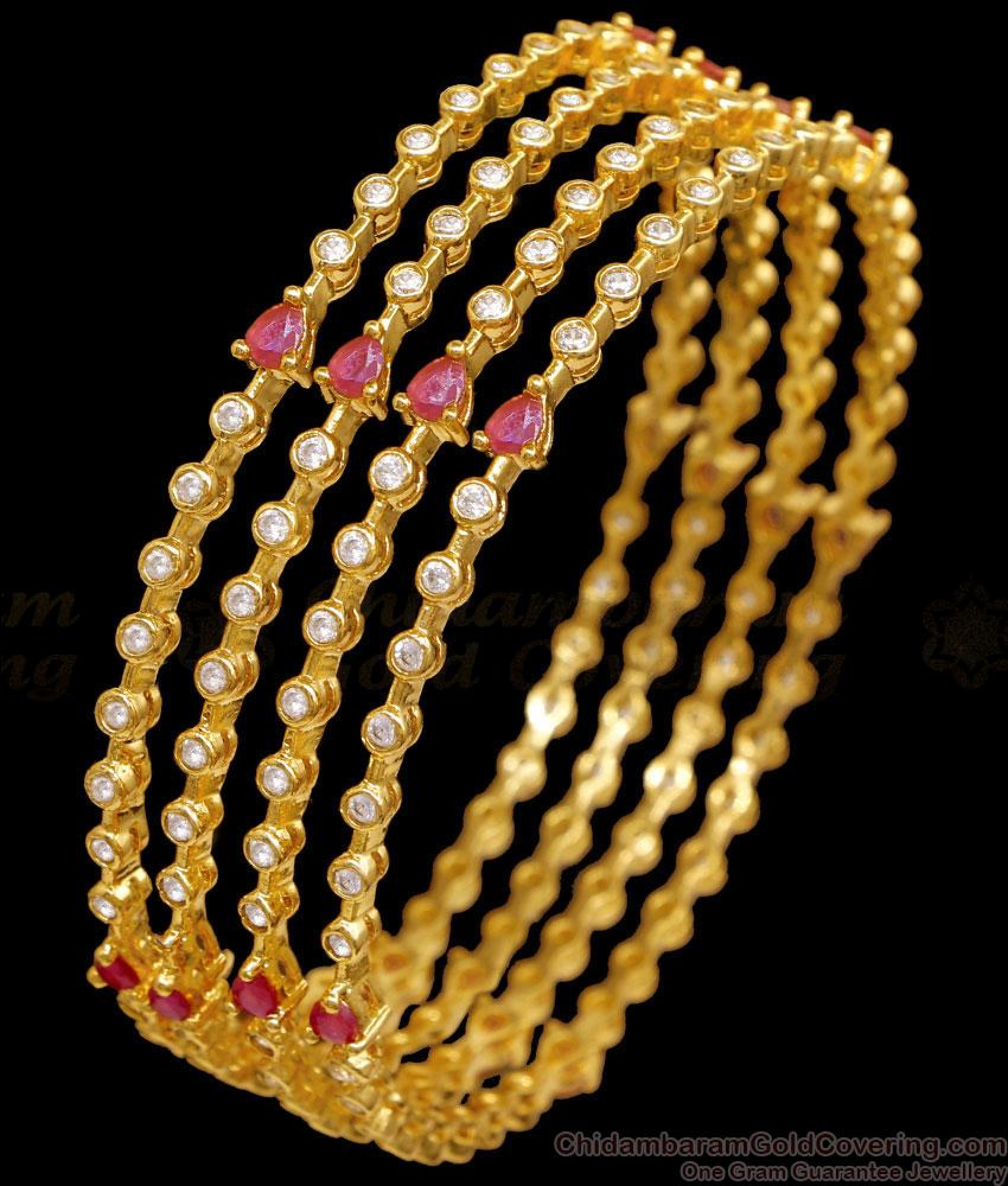 BR2599-2.8 Set Of Four Thin Premium Bridal Bangle Collections