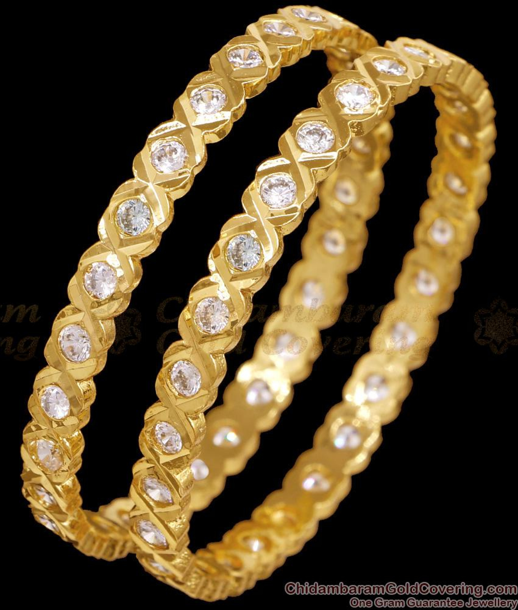 BR2697-2.6 Size Full White Stone Original Impon Bangle Design Online