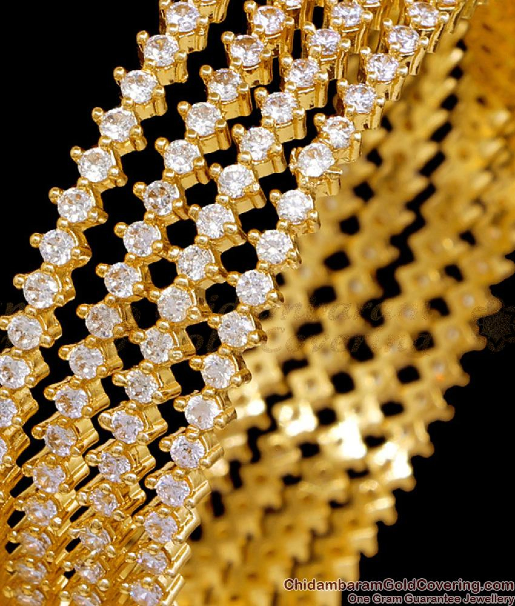 BR2722-2.4 Buy Four Set White Stone Bangle Gold Imitation Bridal Jewelry