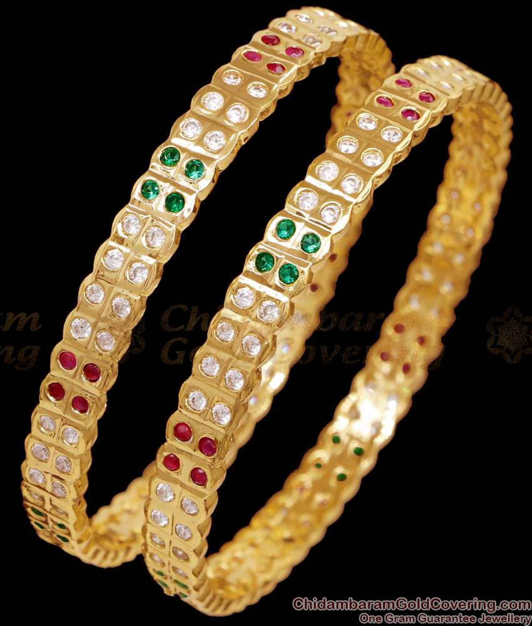 BR2752-2.6 Size Traditional Impon 5 Metal Multi Stone Bangles Shop Online