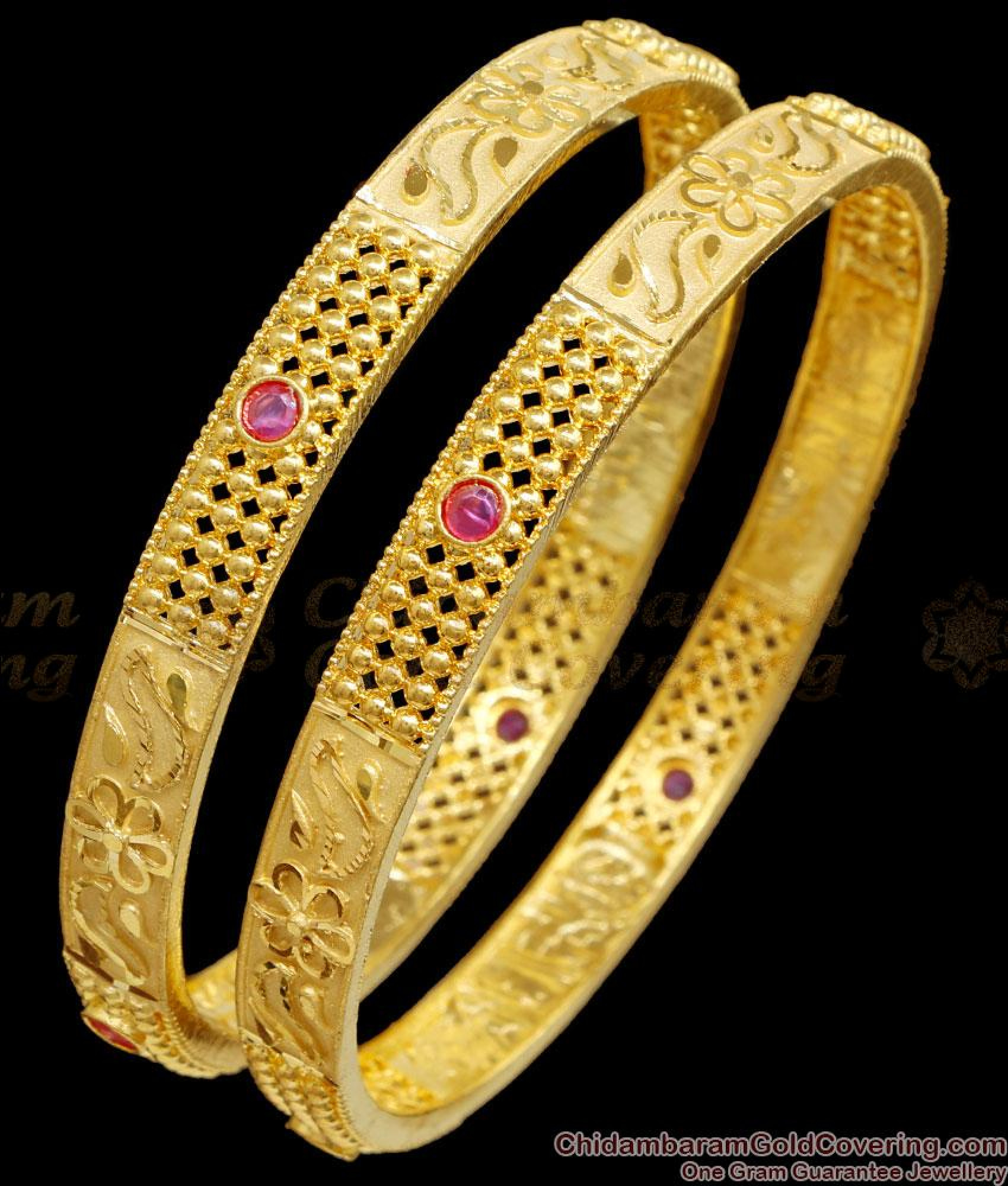 BR2792-2.4 Size Latest Dubai Gold Ruby Stone Bangle Design For Women ...