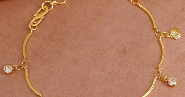 Office Wear Hanging Stone Charms Gold Plated Bracelet Design BRAC1007