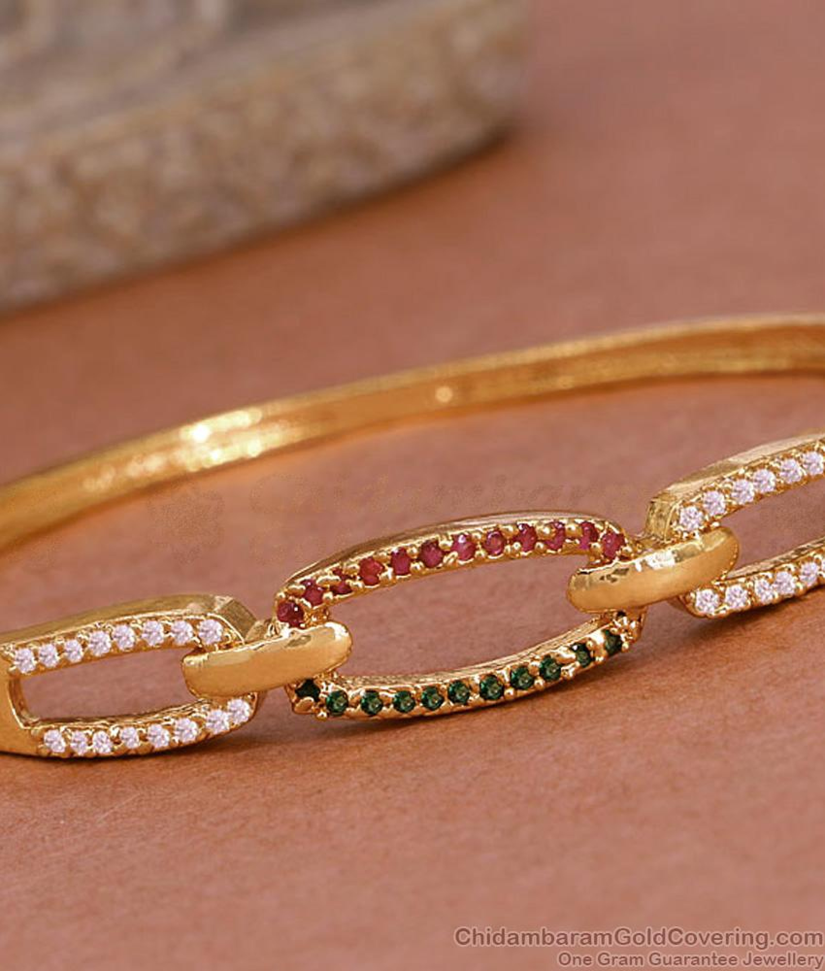 New Arrival Multi Stone Gold Plated Bracelet Lock Type BRAC1014