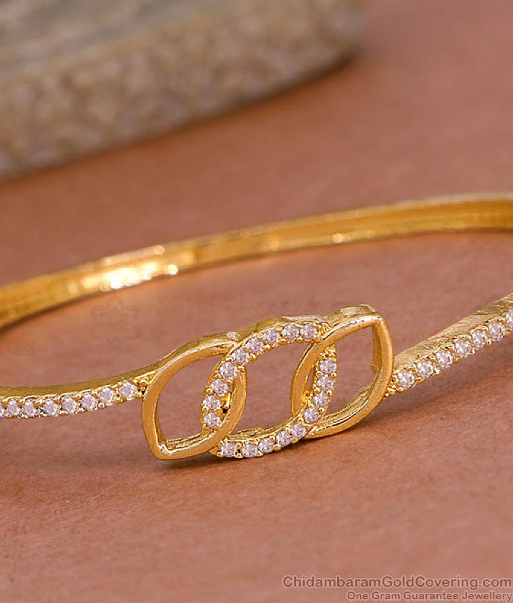 Stylish Light Weight One Gram Gold Bracelet White Stone Design BRAC1019