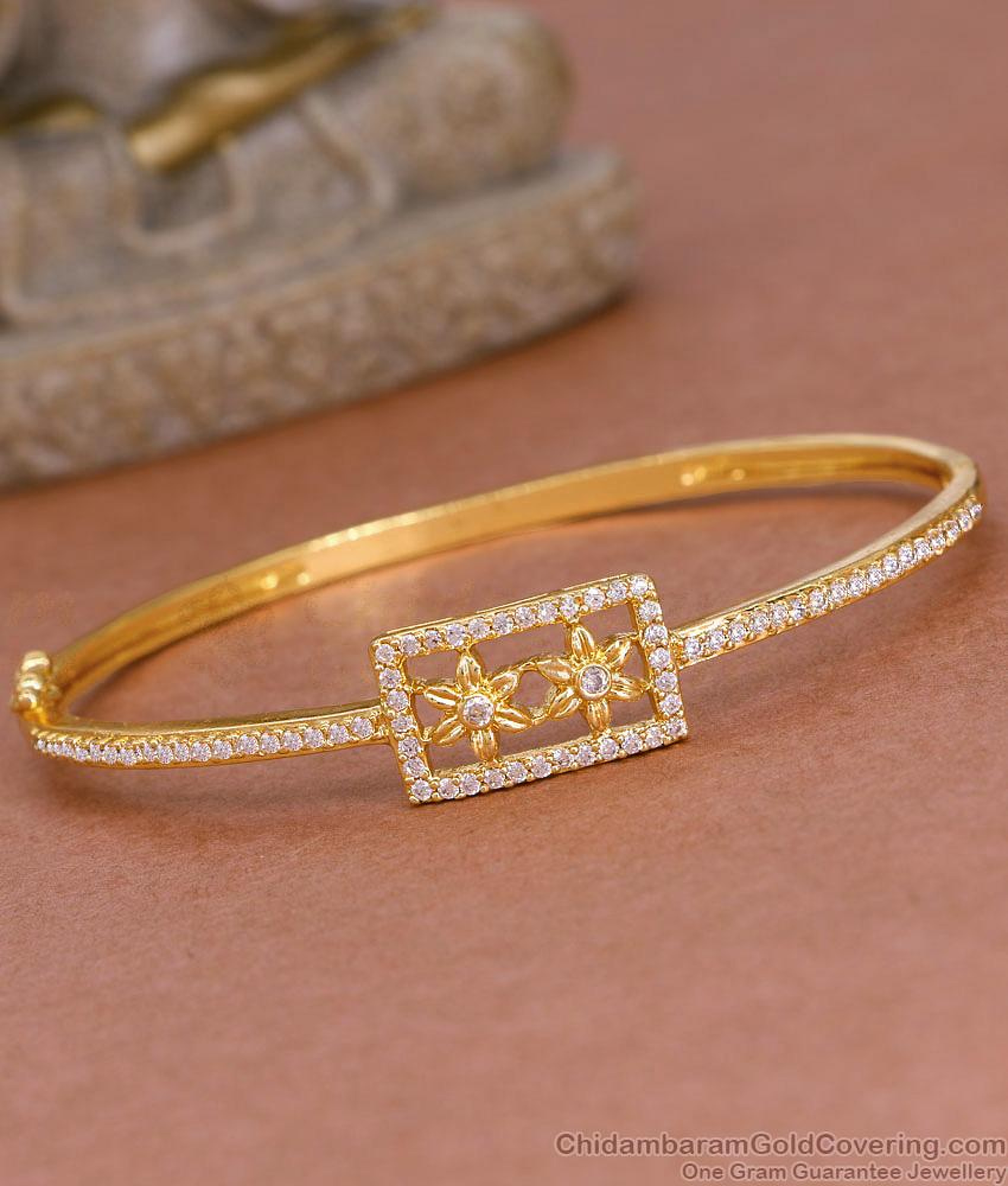 Sparkling White Stone Gold Imitation Bracelet Design Online BRAC1022
