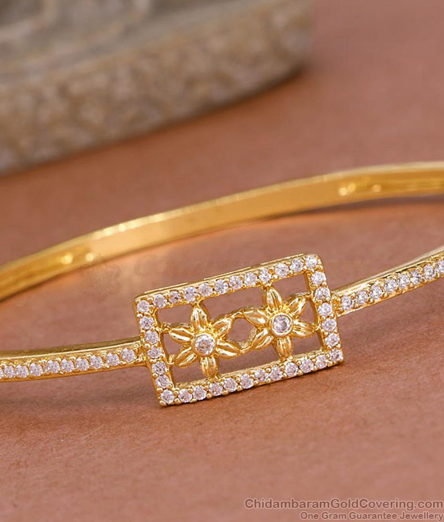 Sparkling White Stone Gold Imitation Bracelet Design Online BRAC1022
