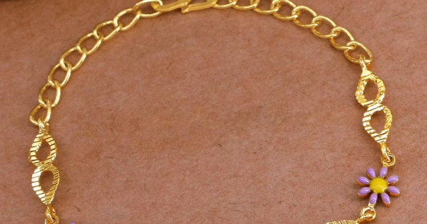 New Arrival Enamel Pattern Gold Plated Bracelet Design Online BRAC1043