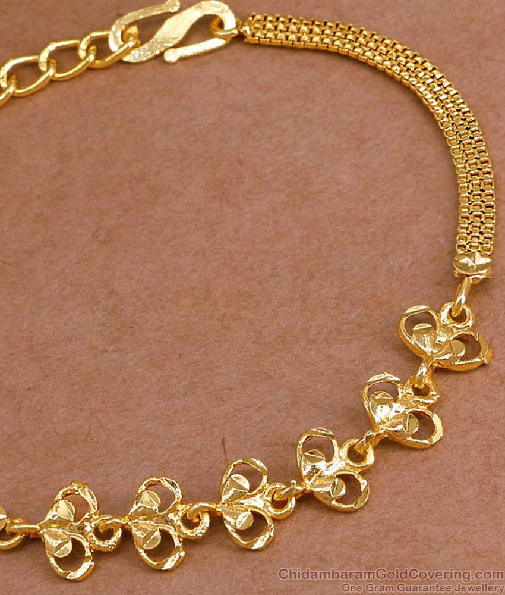 Plain One Gram Gold Bracelet Floral Design For Regular Use BRAC1130
