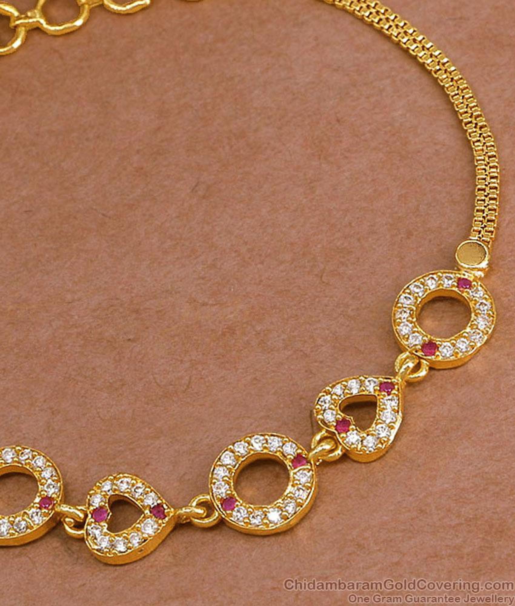 Sparkling Ad Stone Heart Shaped Gold Plated Bracelet For Women BRAC1135