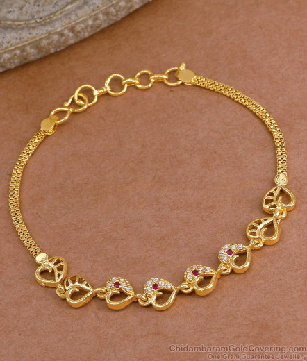 Beautiful White Stone Gold Plated Bracelet Shop Online BRAC875