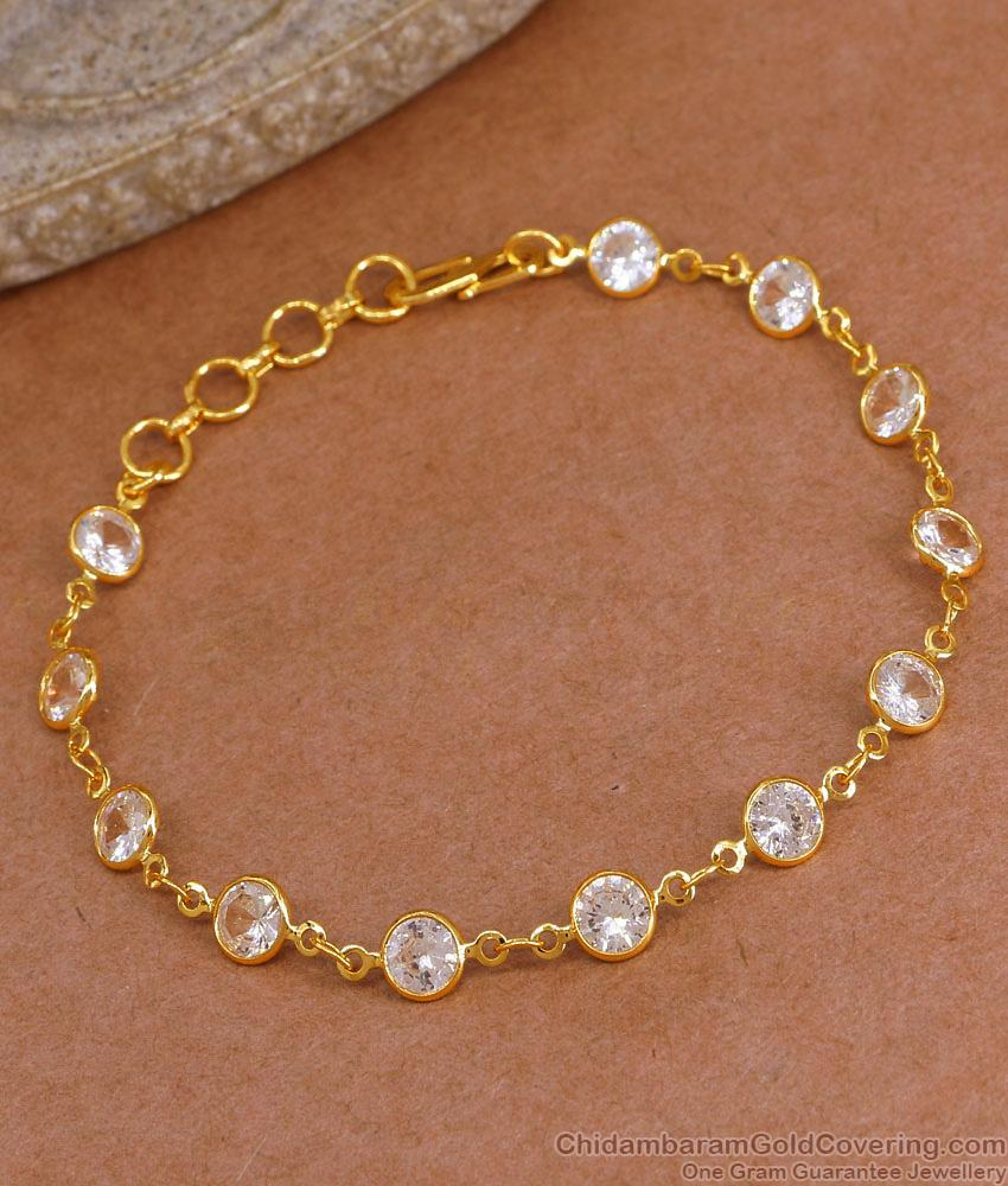 Sparkling White Stone Gold Imitation Bracelet Design For Party Wear ...