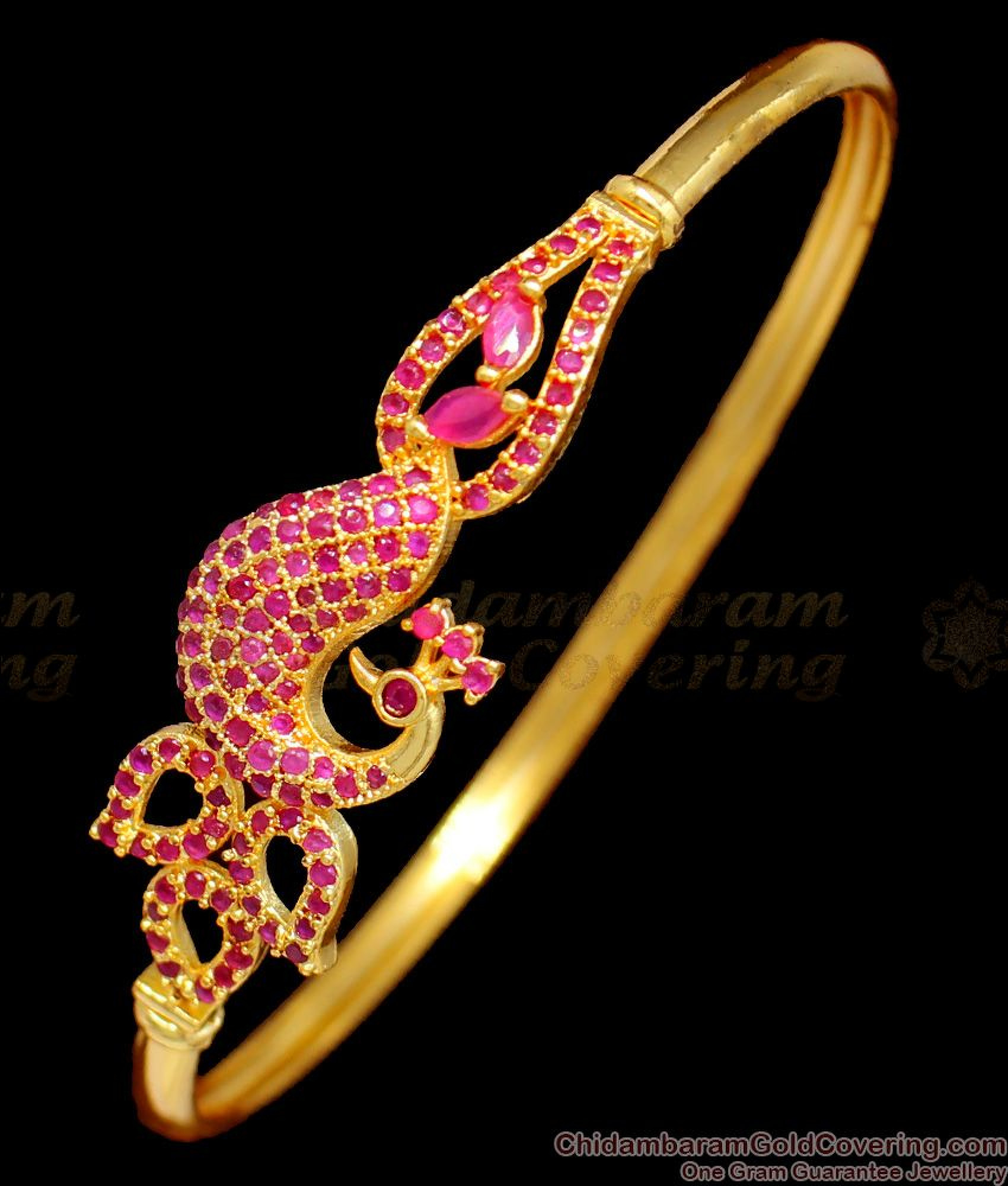 Trendy Full Ruby Stone Peacock Bracelets Designs for Engagements BRAC167