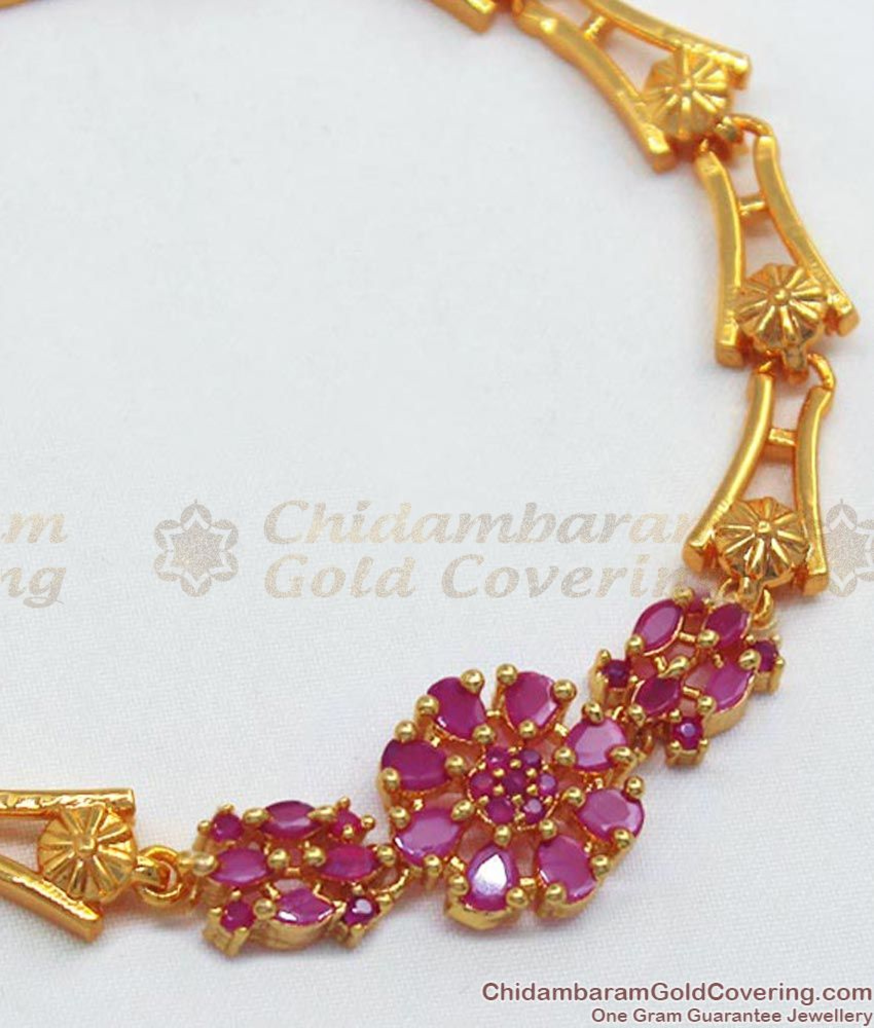 Buy Party Wear Collection Ruby Stone Gold Bracelets BRAC448