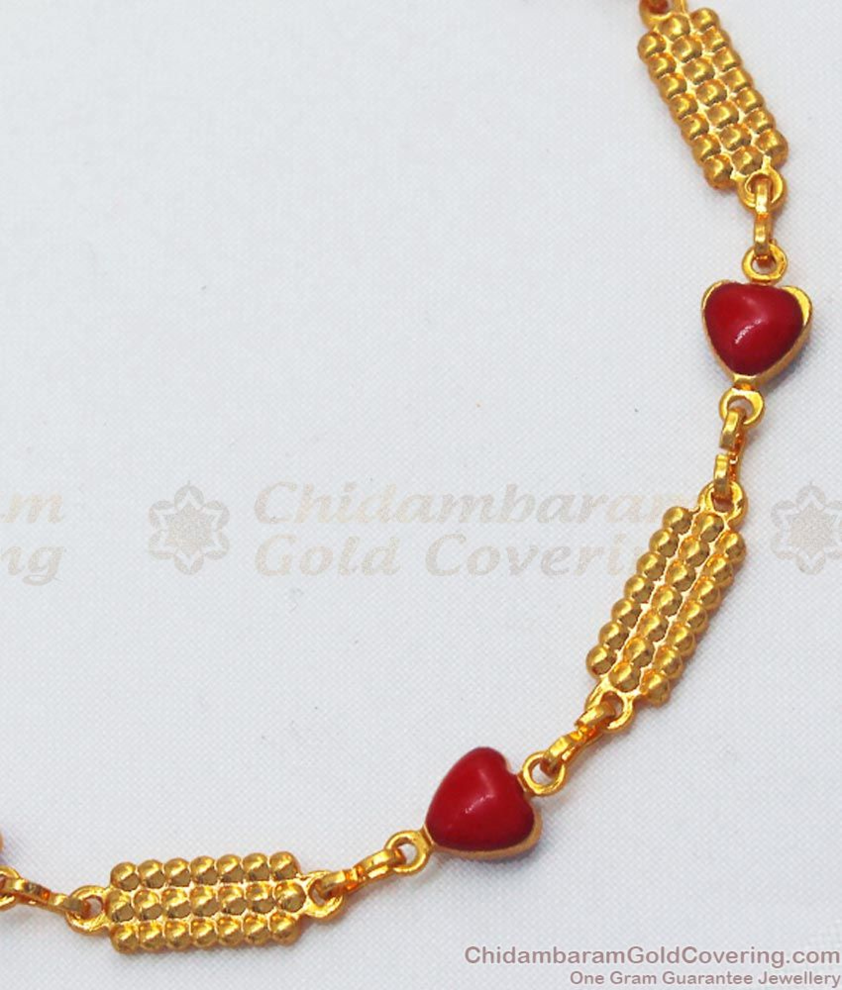 Buy Heart Shaped Pavala Stone Gold Plated Bracelets BRAC458