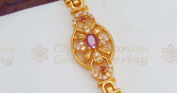 Artistic Ruby Stone Gold Chain Bracelet Office Wear BRAC509
