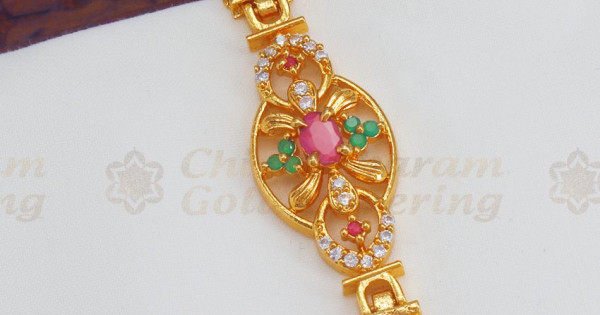 Bridal Design Multi Stone Gold Chain Bracelet BRAC510