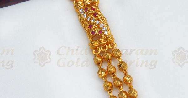 Triple Layer Ball Design Gold Chain Bracelet BRAC520