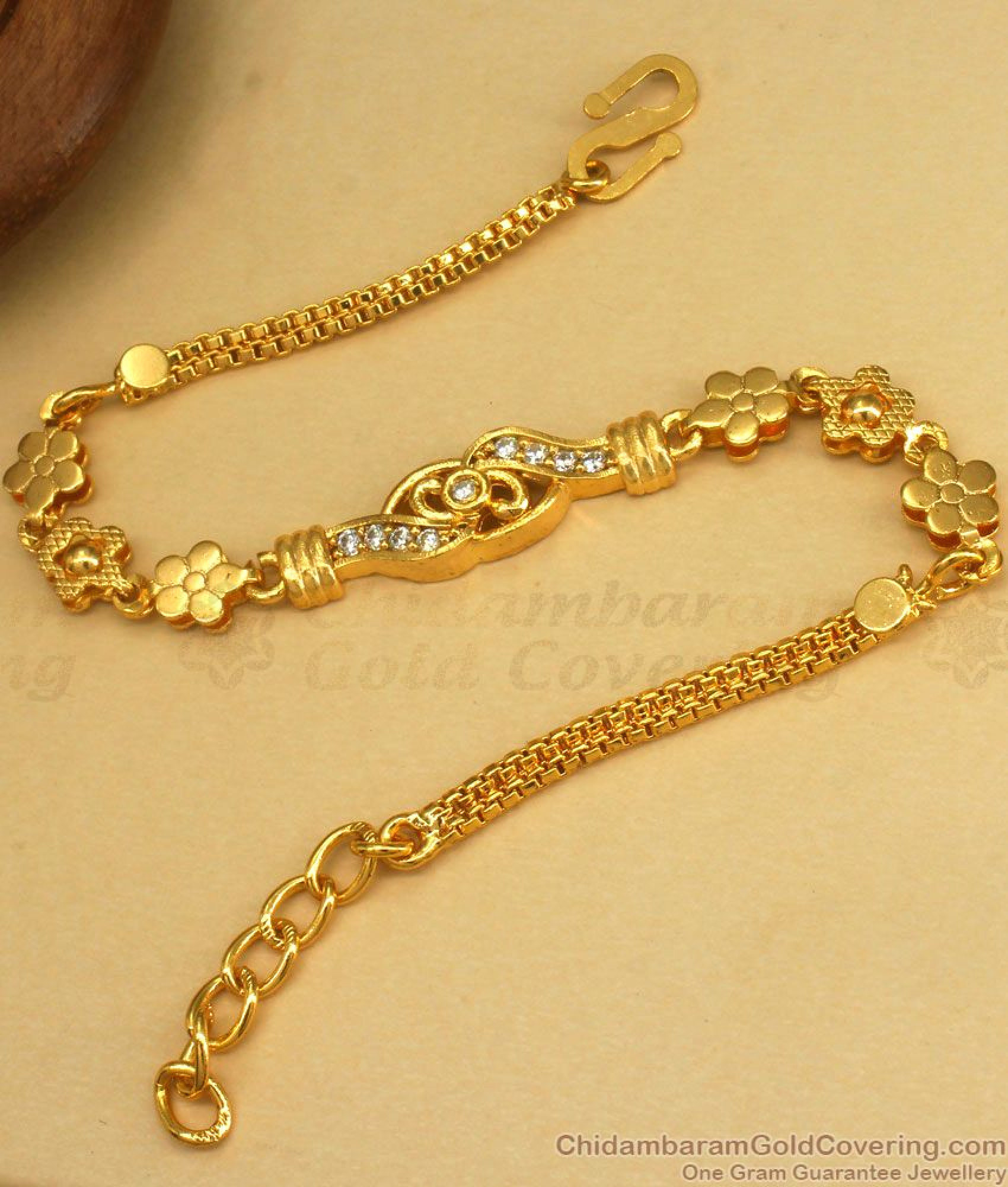 Glittering White Stone Gold Bracelet Design Womens Jewelry BRAC613