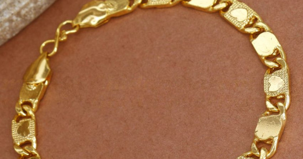 New Solid Heart Pattern Gold Bracelet Buy Online BRAC684