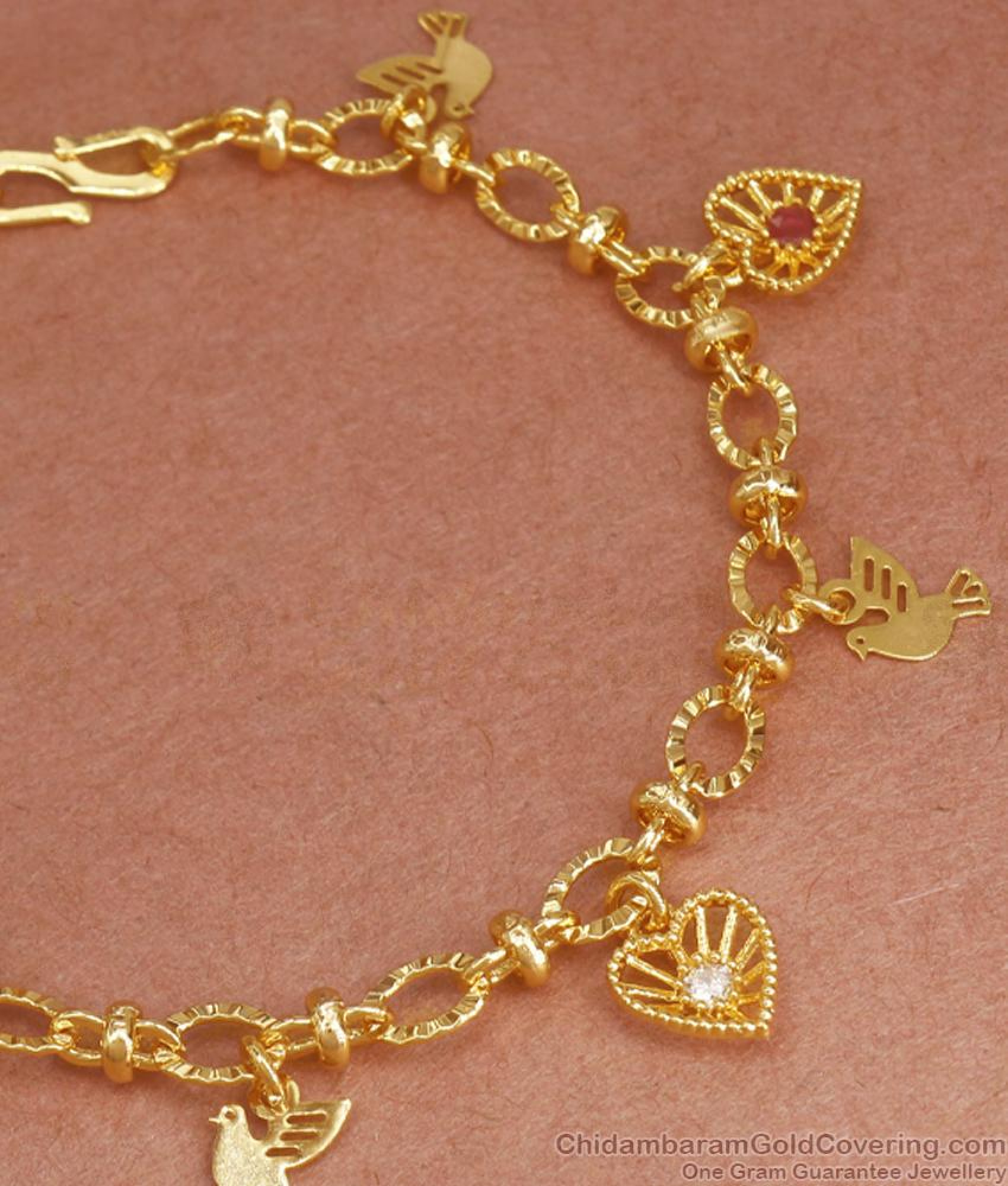 Elegant Gold Imitation Bracelet Heart And Dove Designs Shop Online BRAC792