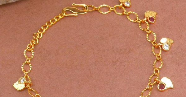 Hanging Heart Charms Gold Plated Bracelet BRAC865