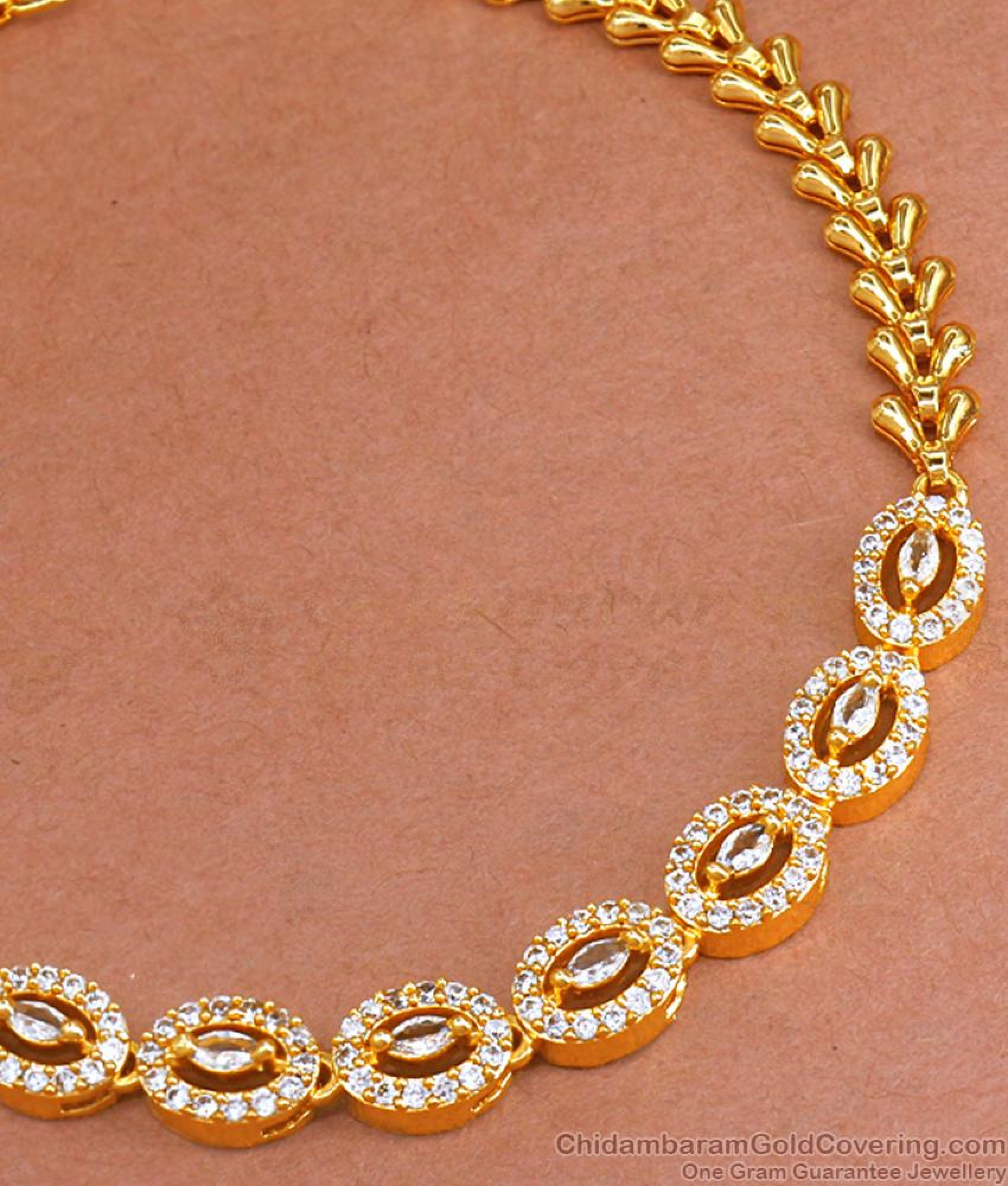 Beautiful White Stone Gold Plated Bracelet Shop Online BRAC875