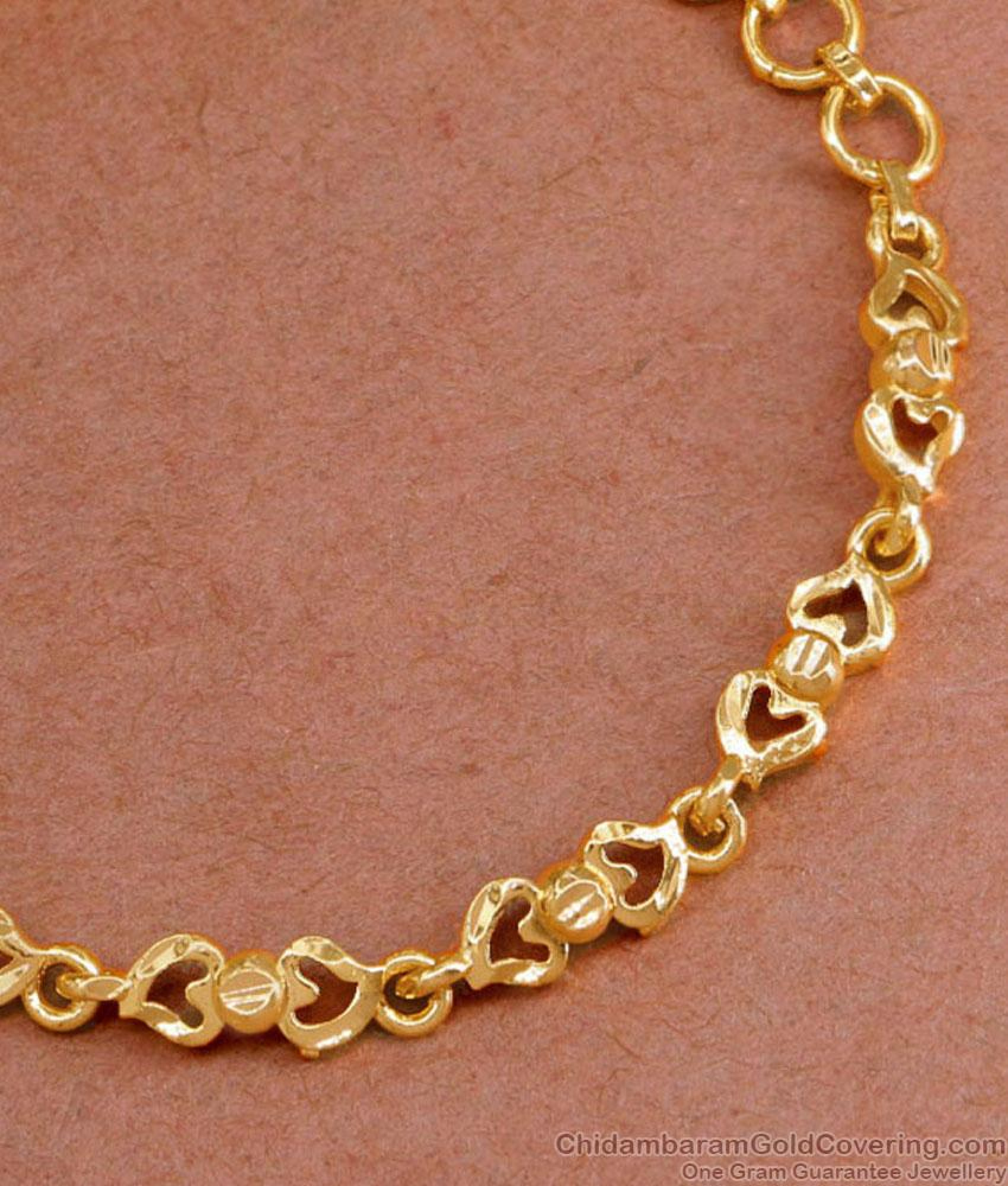 Real Gold Design Small Heart Charms Bracelet For Girls BRAC974