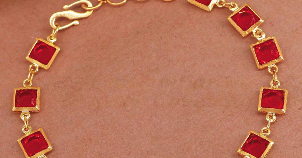 Shimmering Ruby Bracelet Gold Designer Hand Chain Online BRAC987