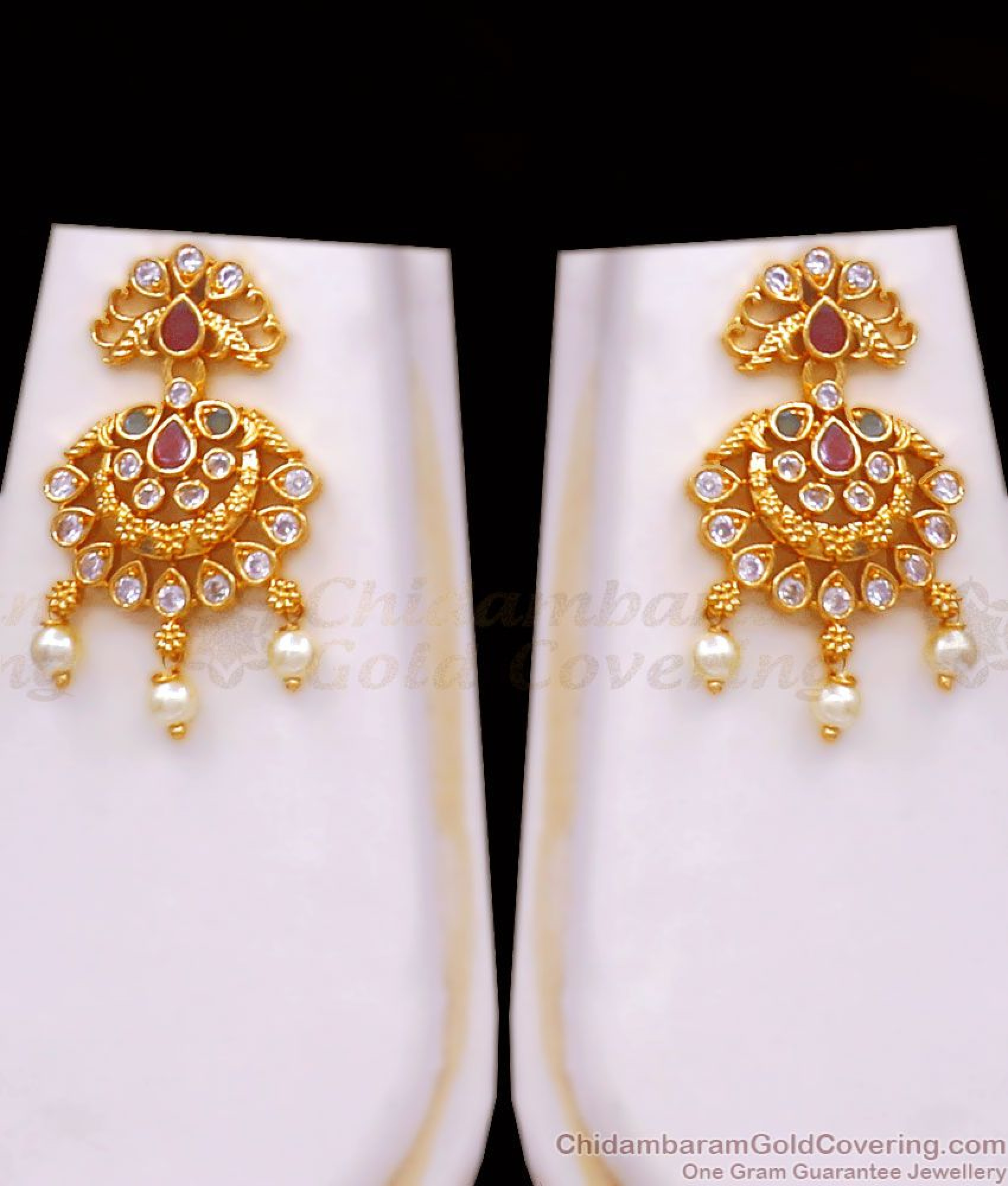 Attractive Pearl Drops 1 Gram Gold Dollar with Earring Combo Shop ...