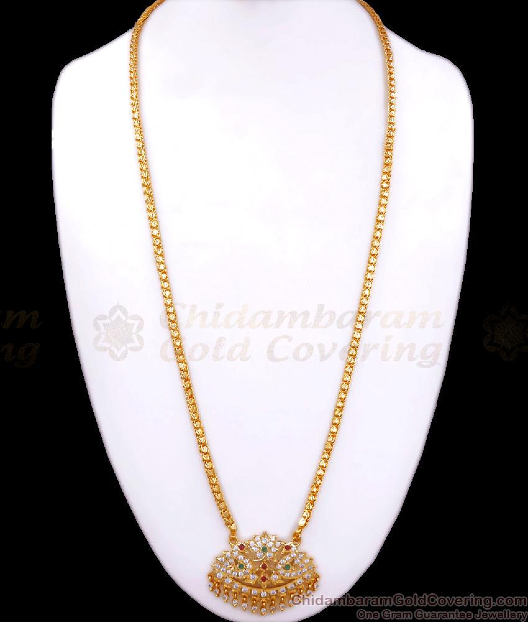 30 Inch Long Swan Design Impon Gold Dollar Chain Gati Stone Jewelry ...