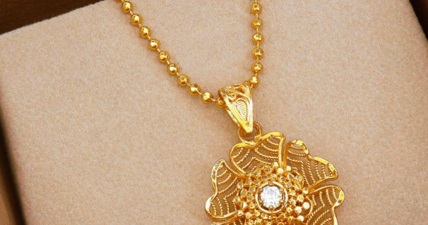 One Gram Gold Plated Dollar Chain Floral Pattern Shop Online BGDR1077