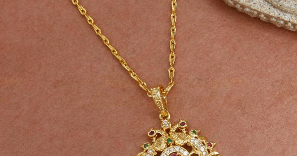 CZ Peacock Design Gold Imitation Dollar Chain Hanging Pearls ...