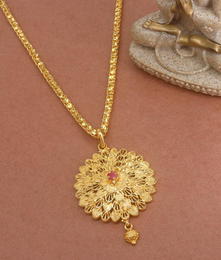 Unique Handmade Multi Stone Gold Plated Dollar Chain For Ladies Daily ...