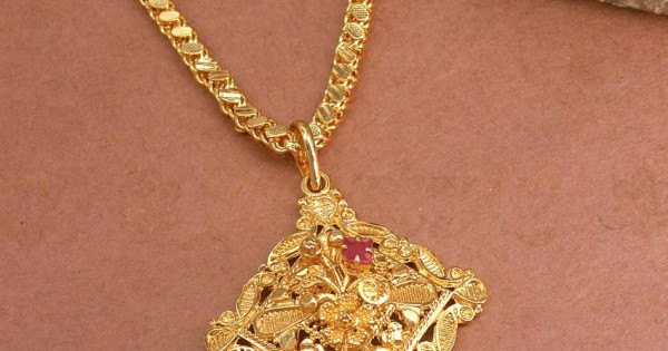 Buy Unique Gold Plated Locket Chain Ruby Stone Design For Women BGDR1154