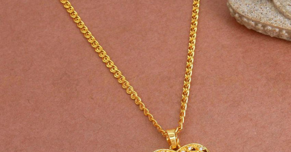 Heart Shaped Gold Plated Pendant Long Chain Design BGDR1160