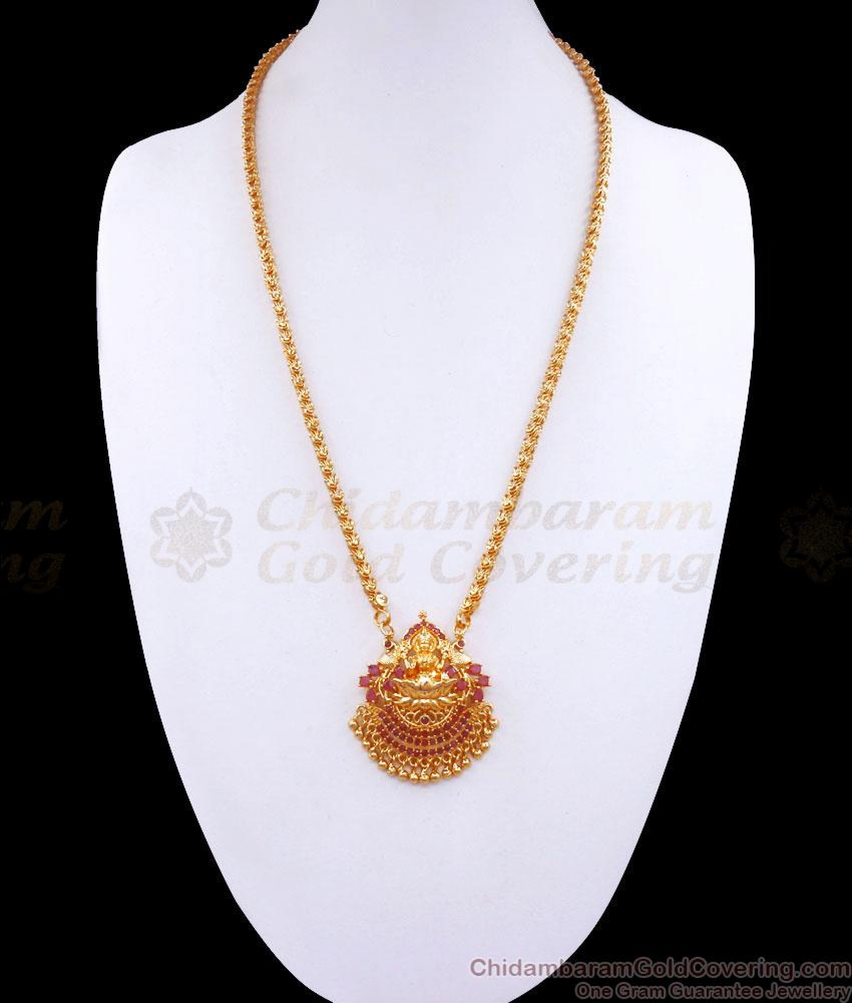 Ruby Stone Gold Covering Lakshmi Dollar Chain BGDR1162